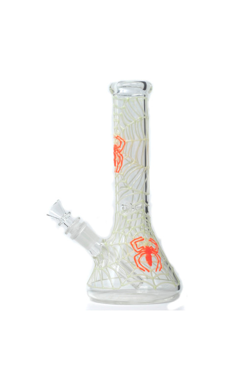 10" Glowing Dark Beaker Spider Water Pipe